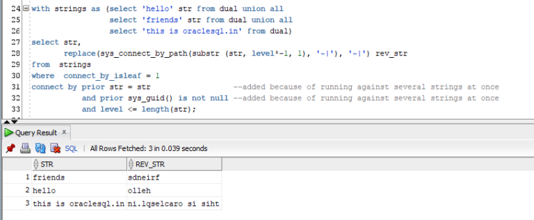 Reverse A String In Oracle Sql Without Using Reverse Function